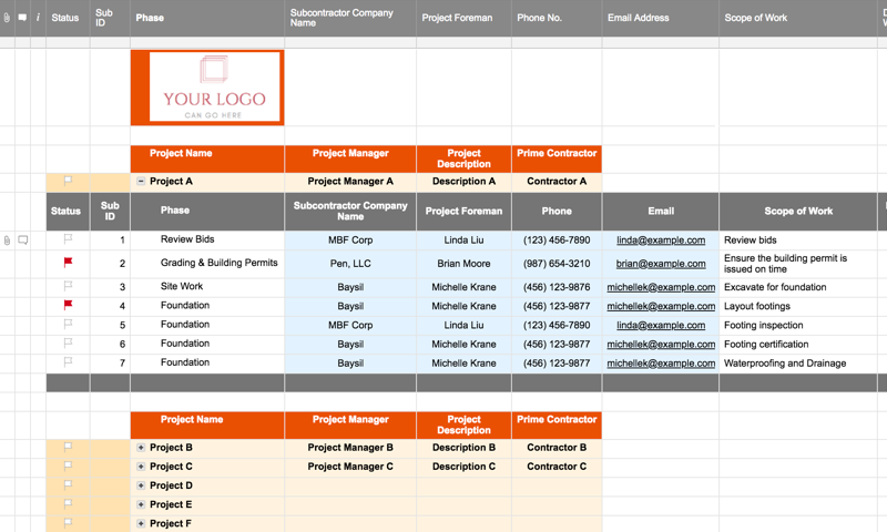 Subcontractor Documentation | Smartsheet