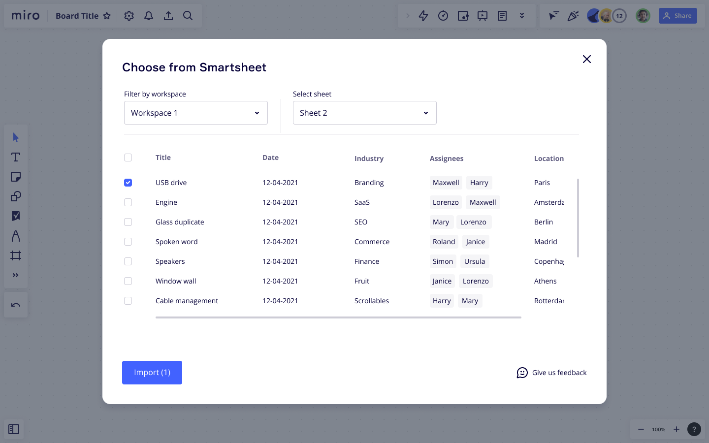 Miro Integration | Smartsheet