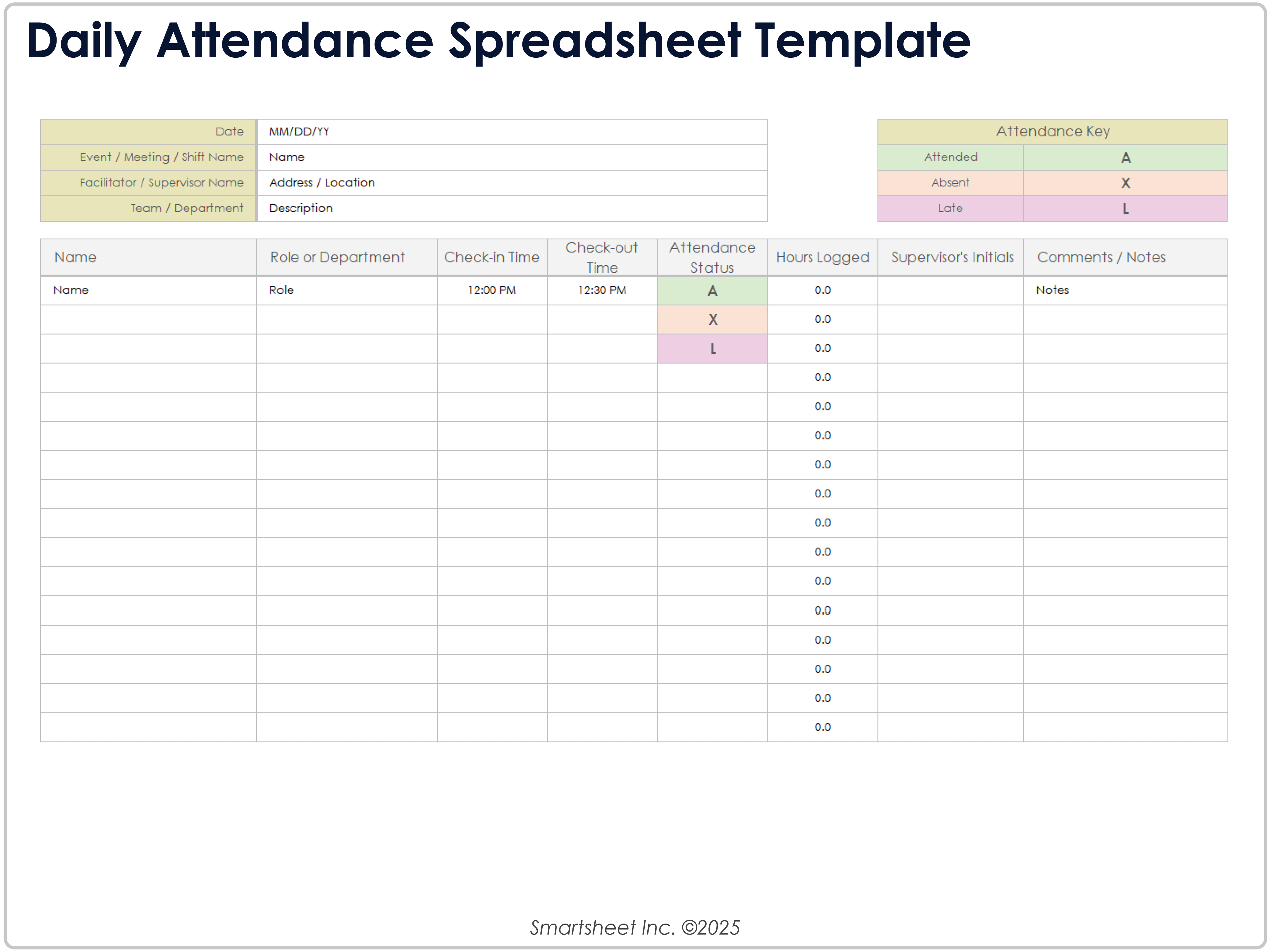 Attendance Report Template