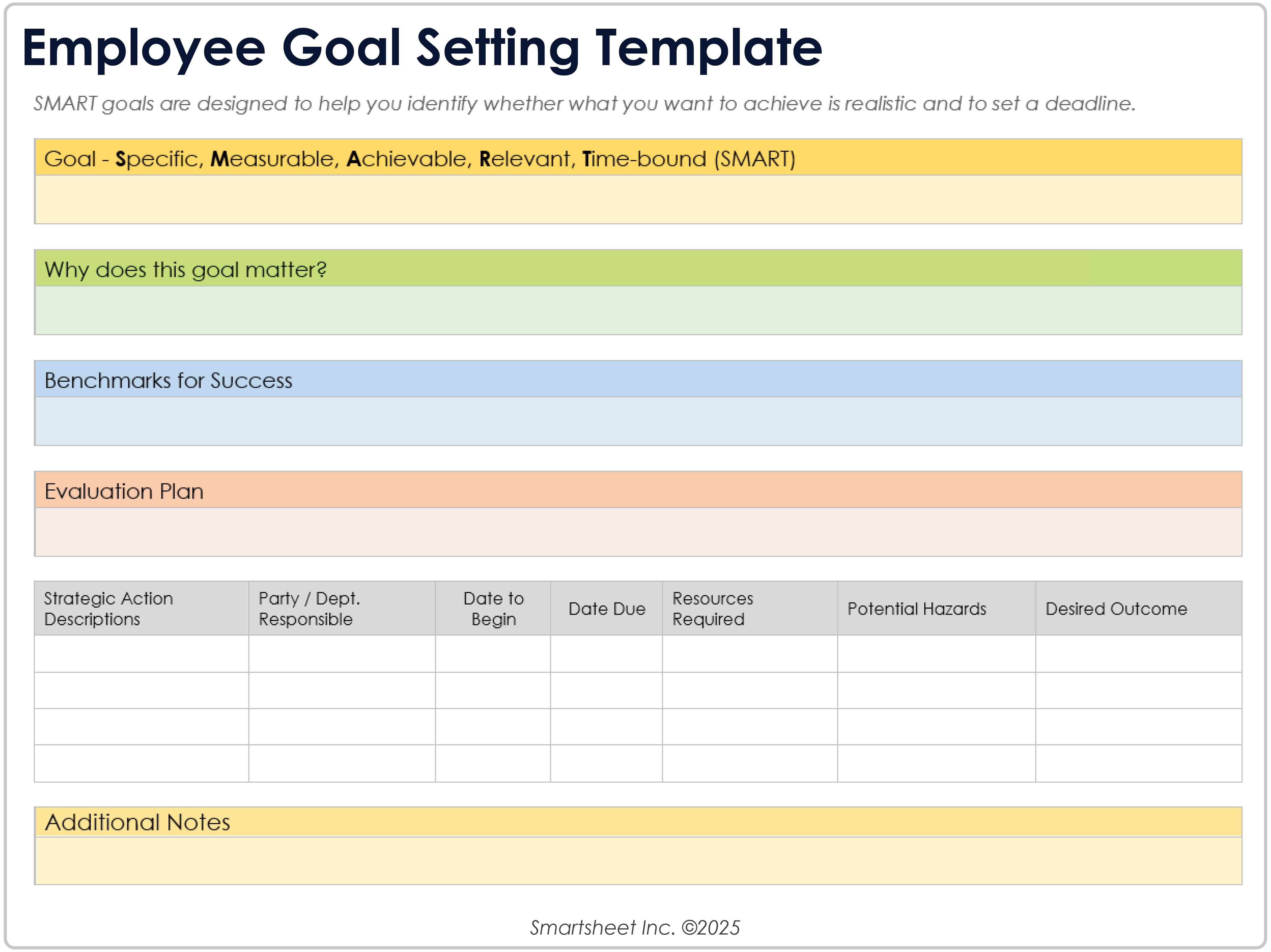 Goal Setting Worksheet Template Excel