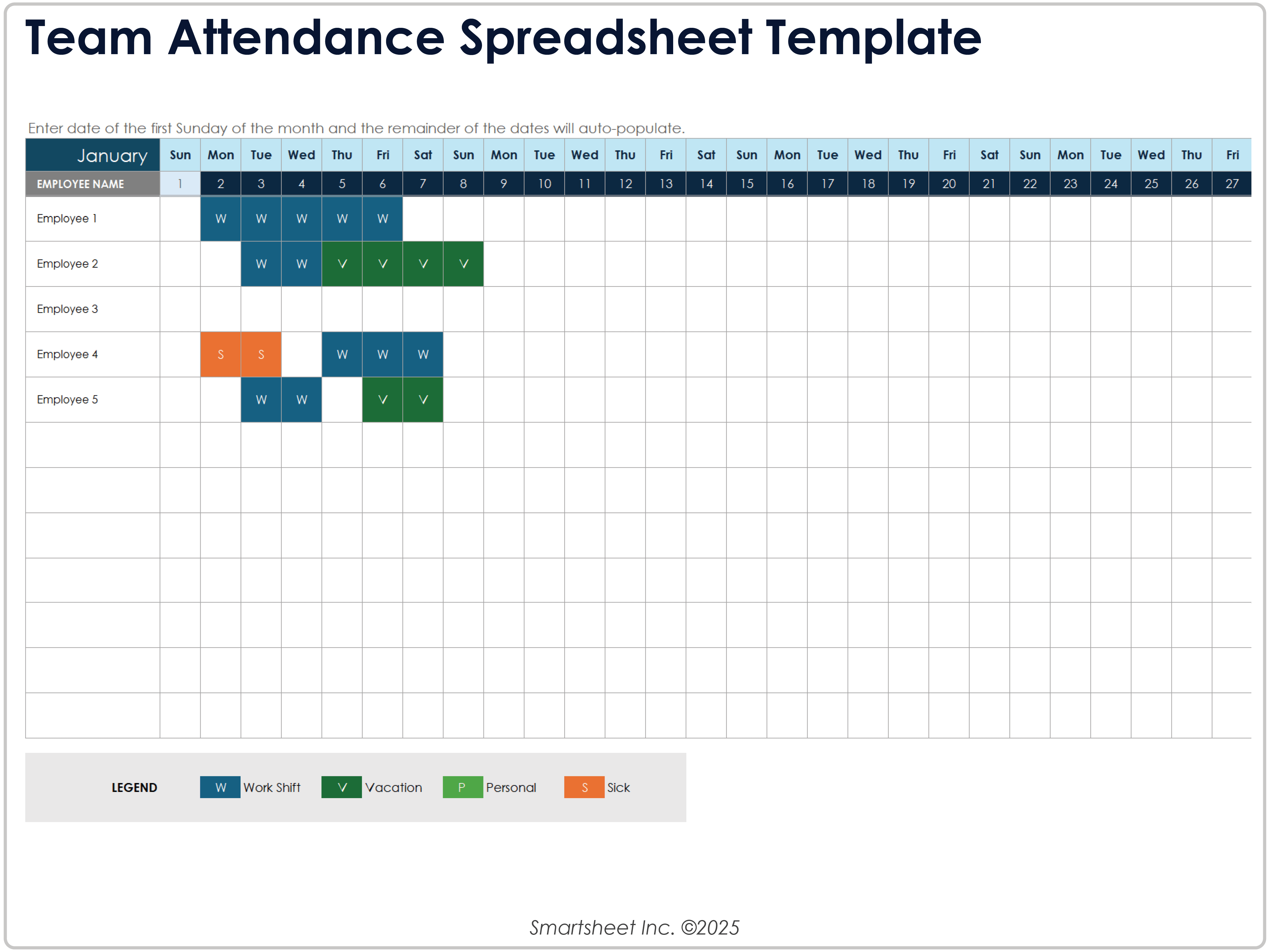 Attendance Sheet Excel Template