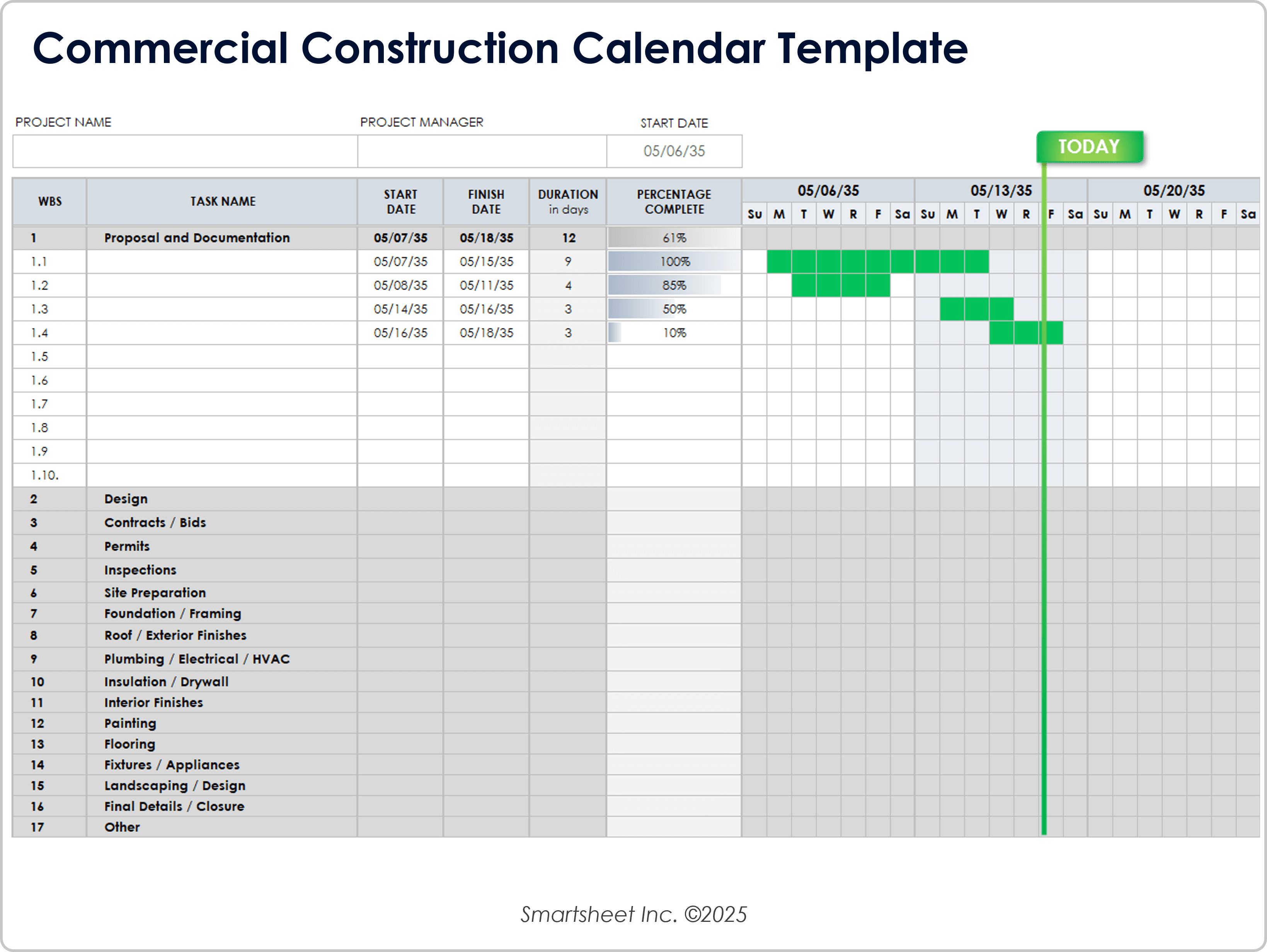 Free Construction Calendar Templates