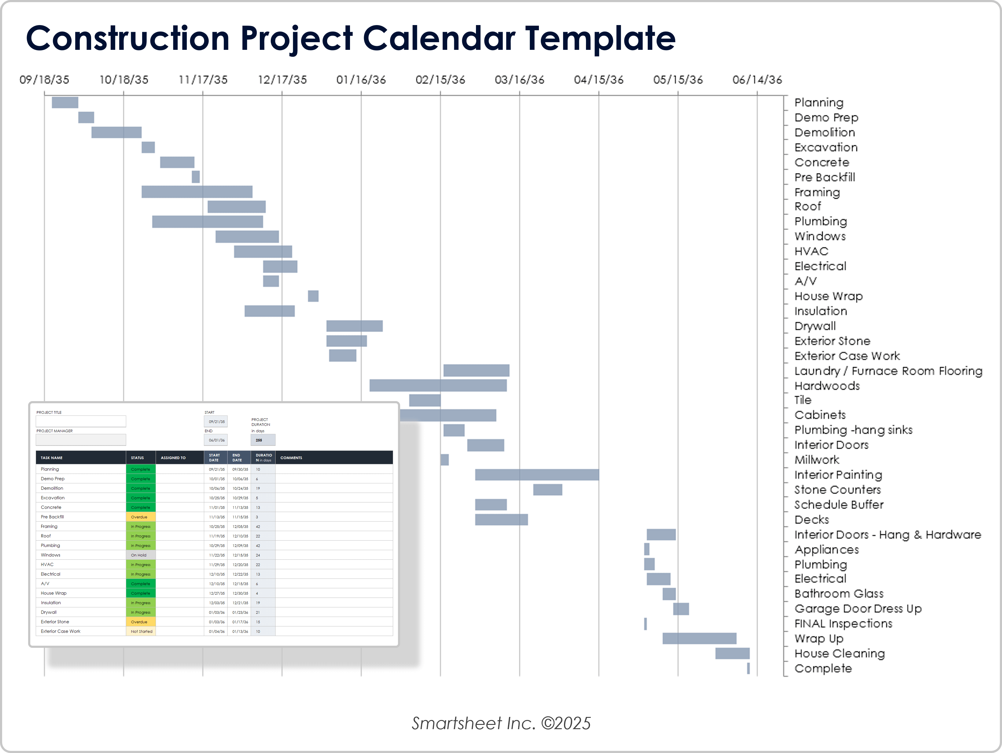 Free Construction Calendar Templates