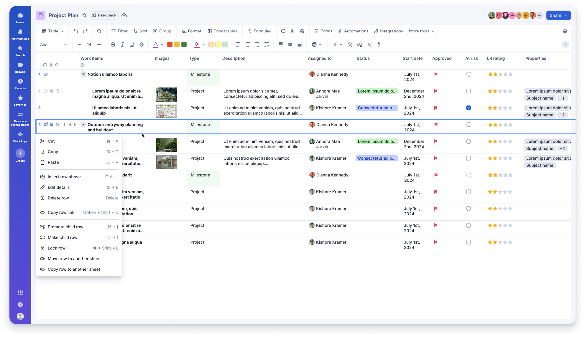 Move and copy rows in table view | Smartsheet