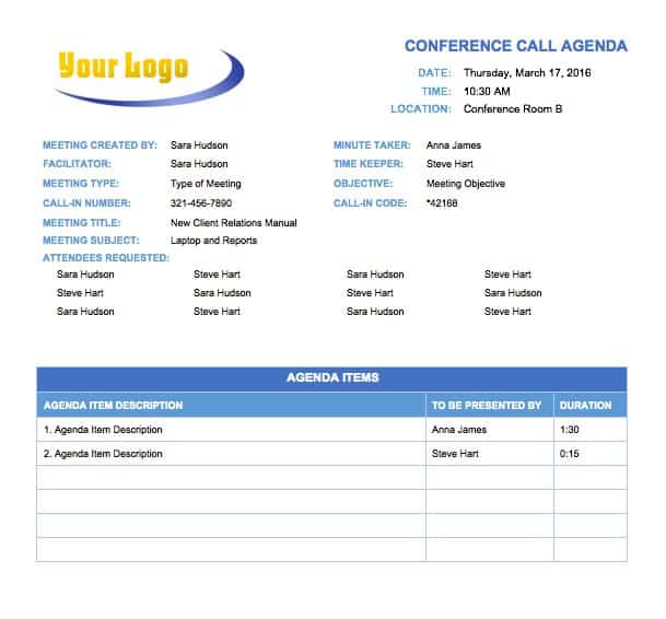 10+ Free Meeting Agenda Templates for Microsoft Word | Smartsheet