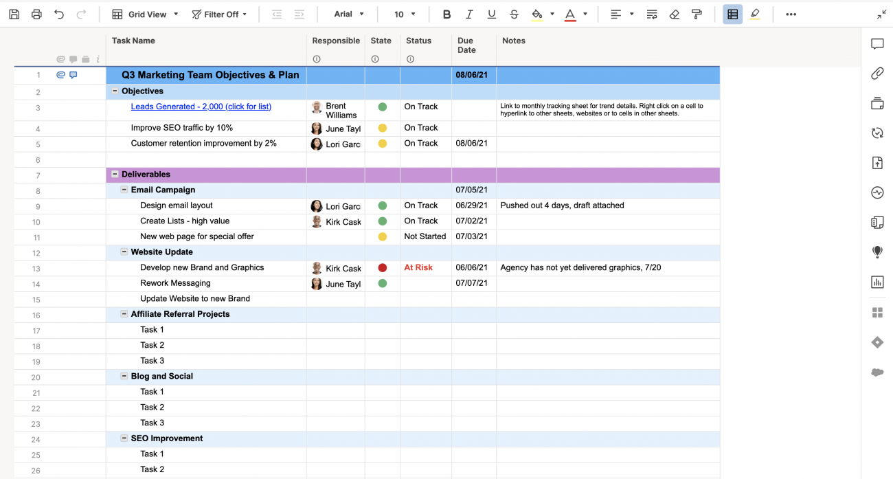Marketing Team Objectives Template | Smartsheet