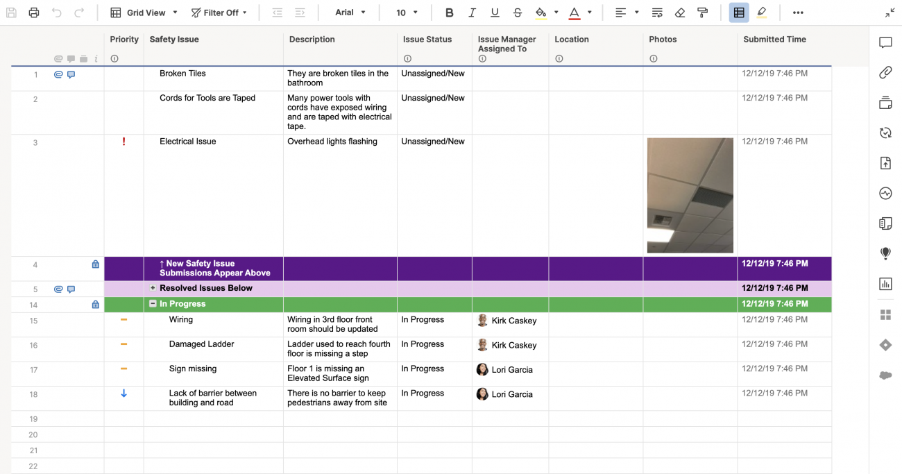 Safety Issue Submission Template | Smartsheet