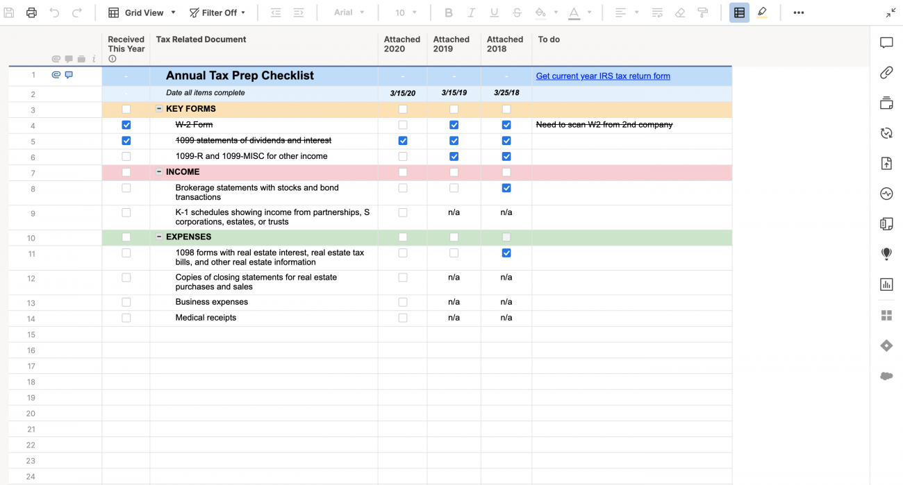 Yearly Tax Preparation Template | Smartsheet