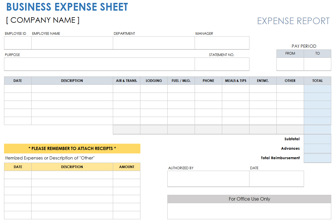 Free PDF Expense Report Templates And Forms Smartsheet Free PDF Expense Report Templates And Forms Smartsheet
