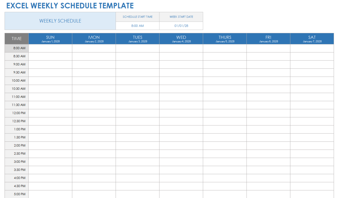 How to Create a Schedule in Excel | Smartsheet