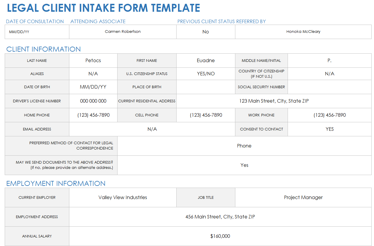 Free Client Intake Templates and Forms | Smartsheet