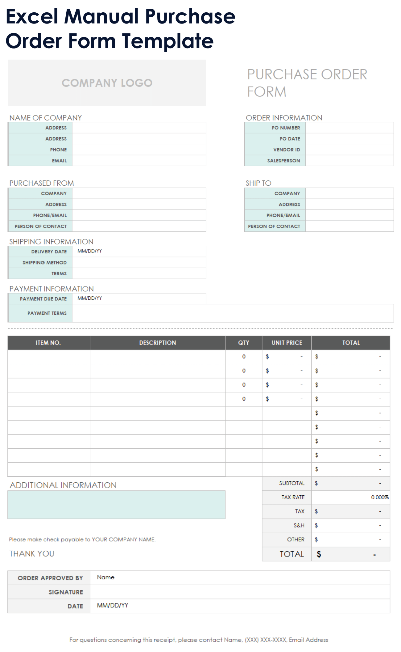 6 Free Excel Purchase Order Templates