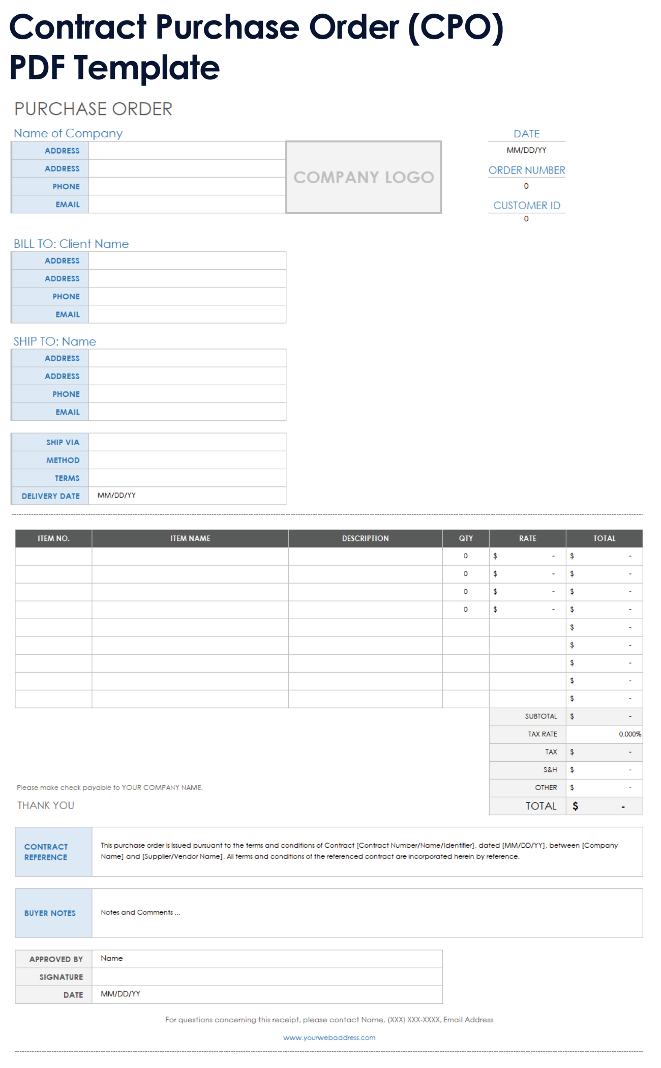 Free PDF Purchase Order Templates, Forms & Letters