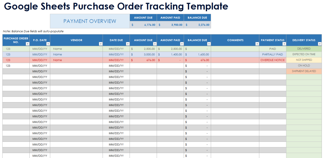 8 Free Google Sheets Purchase Order Templates