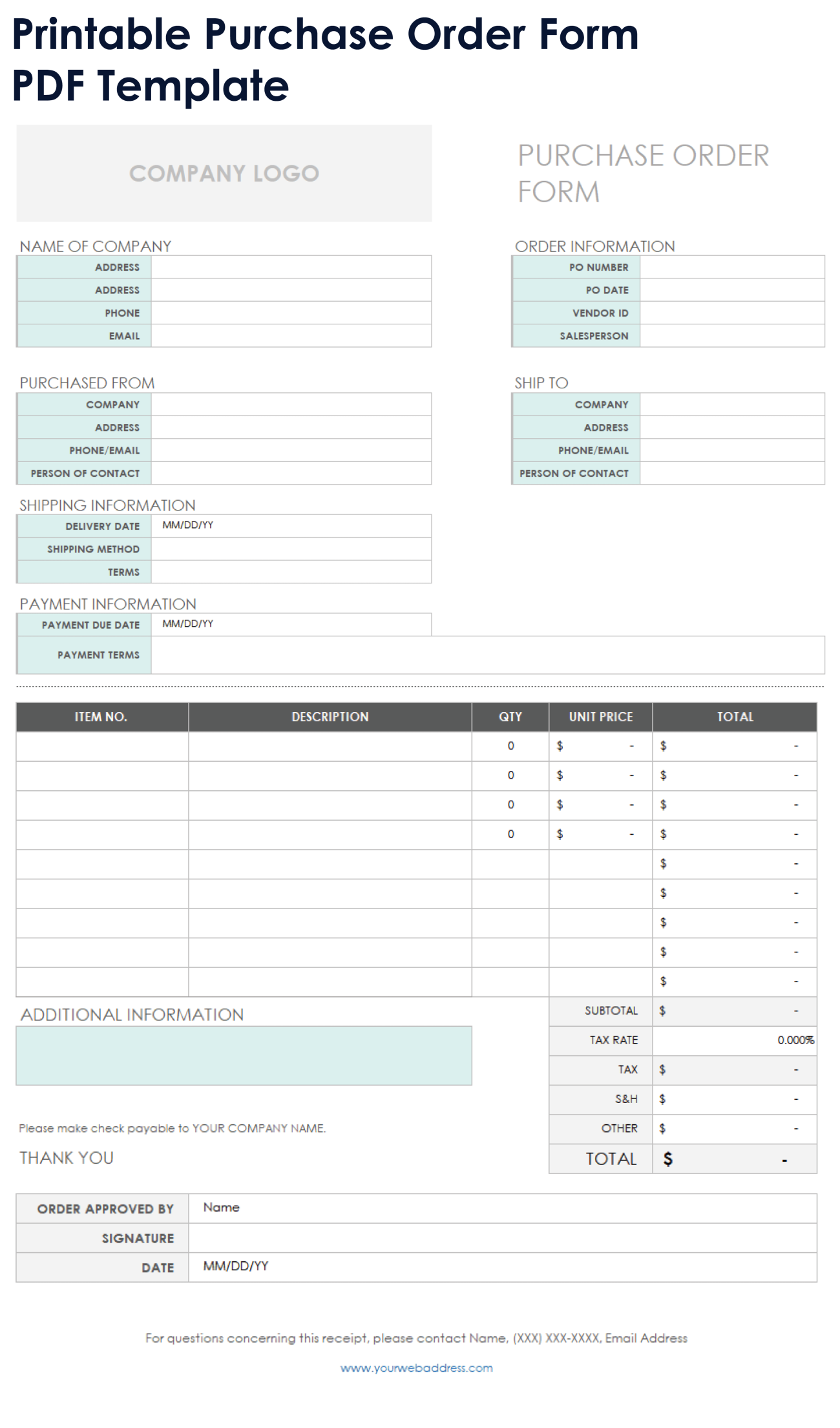 Free PDF Purchase Order Templates, Forms & Letters