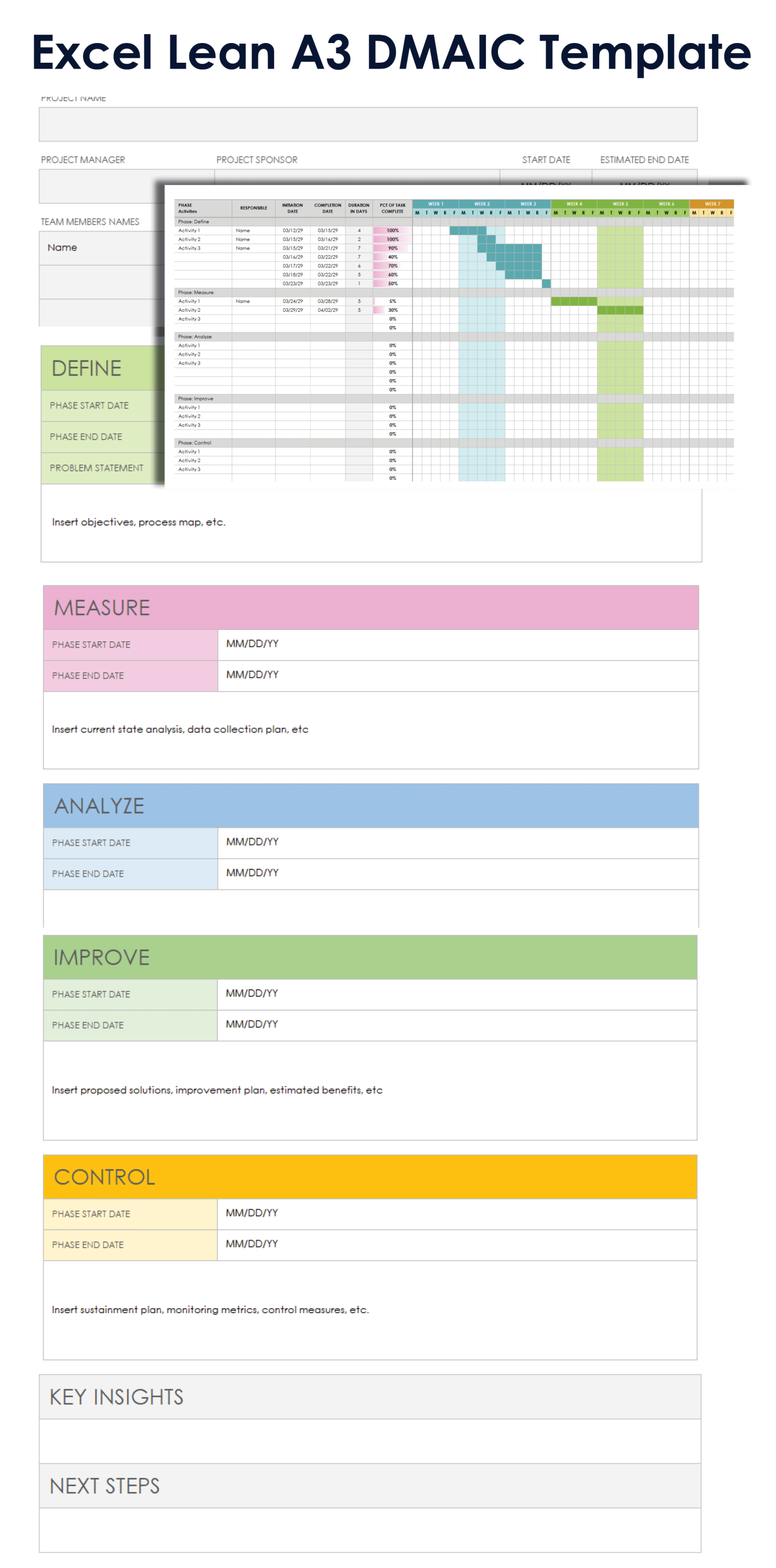 Free Excel A3 Templates: Process, Problem-Solving & Strategy