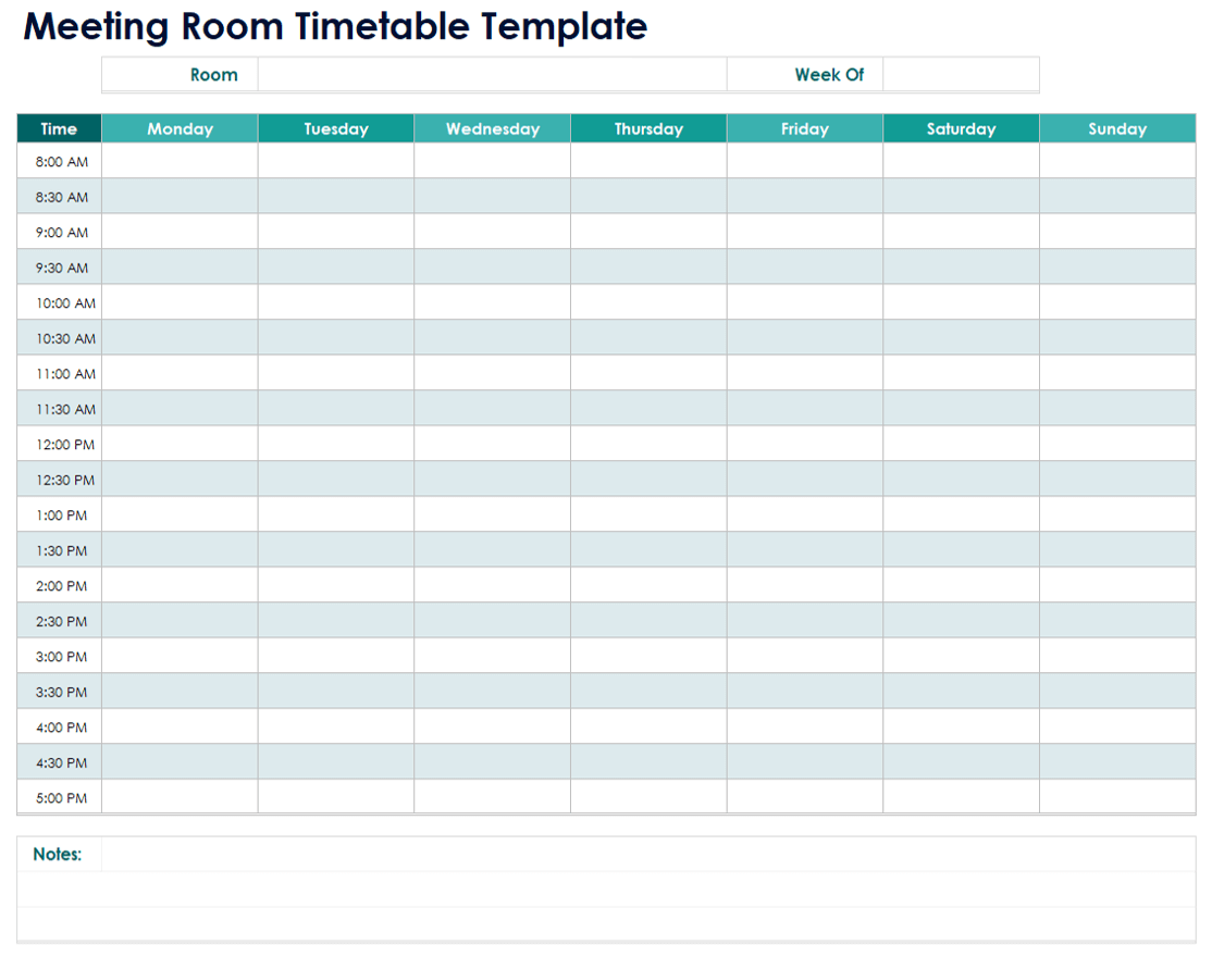 Free Timetable Templates