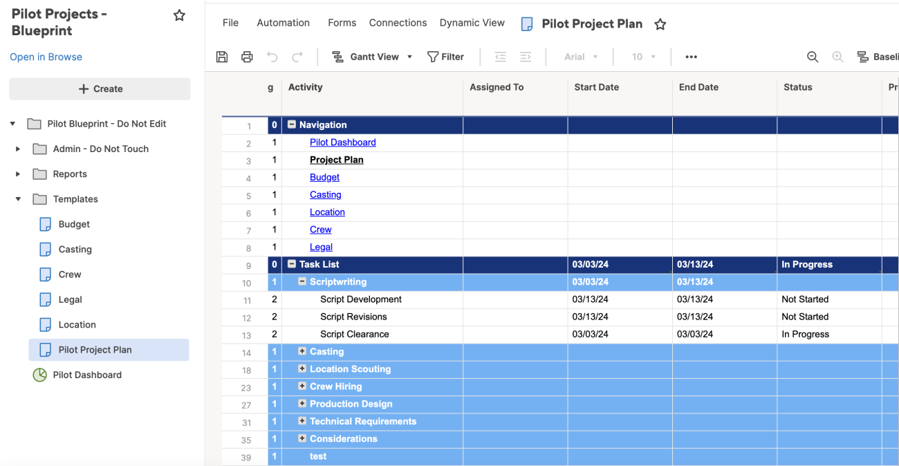 Smartsheet for Launching Pilot TV Shows | Smartsheet