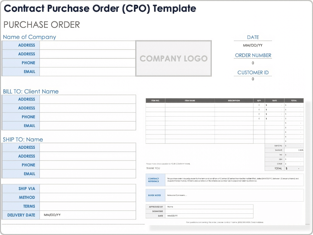 Free Purchase Order Templates, Forms & Letters - All Formats