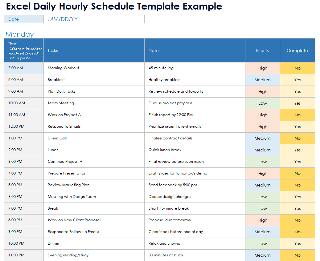 Free Excel Hourly Schedule Templates: Editable & Printable