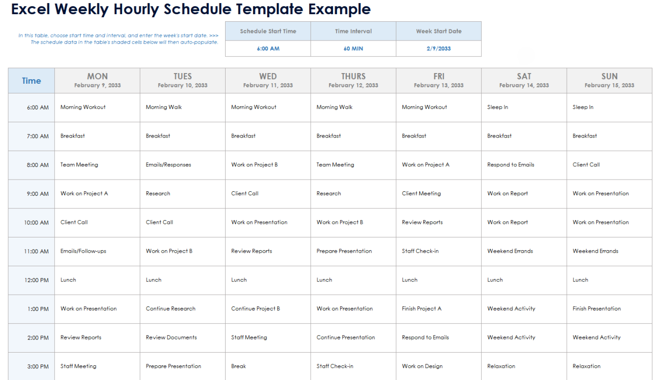 Free Excel Hourly Schedule Templates: Editable & Printable