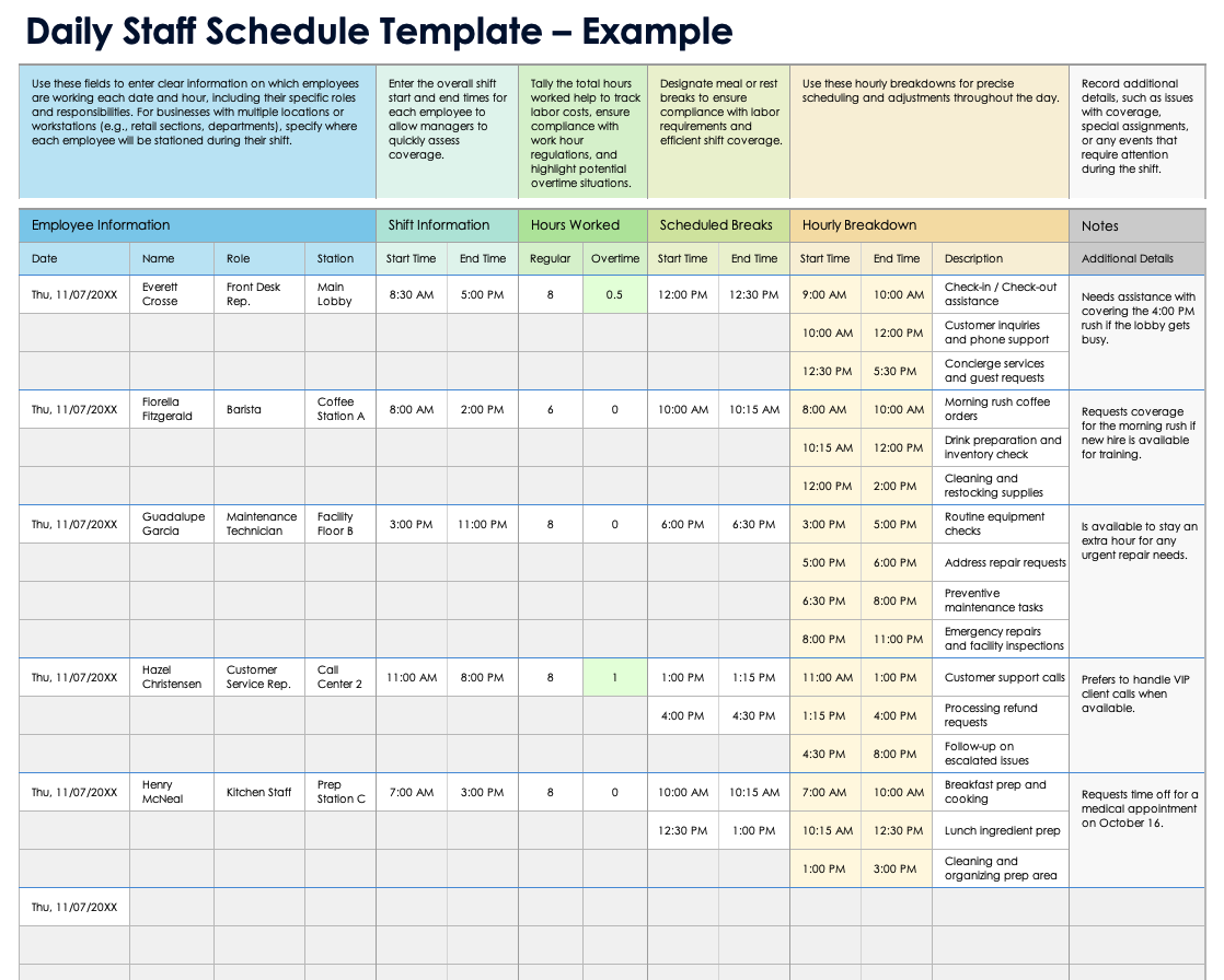 Free Staff Schedules Templates: All Types & Formats
