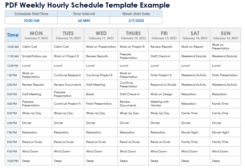 Free PDF Hourly Schedule Templates: Blank, Printable