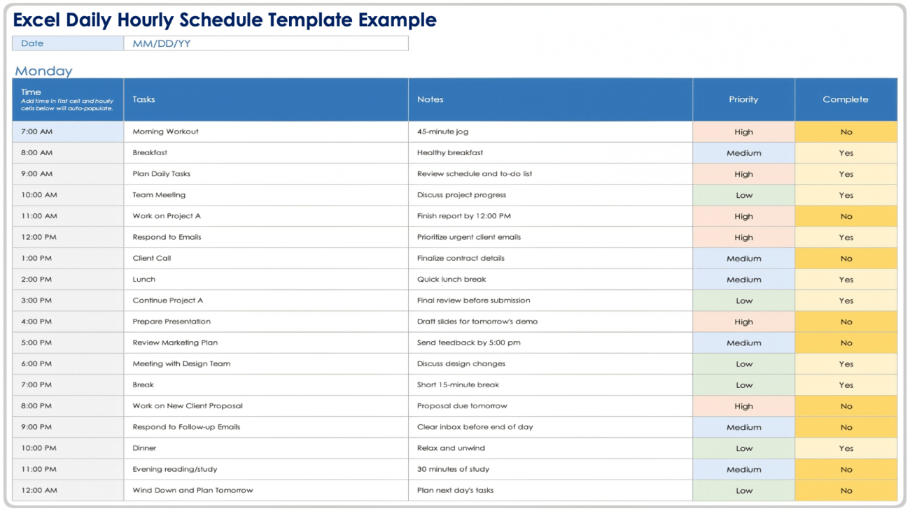 Free Hourly Schedule Templates: All Formats, Editable & Printable