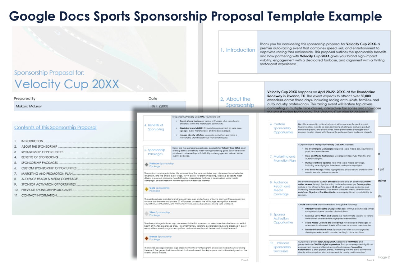 Free Google Docs Sponsorship Proposal Templates