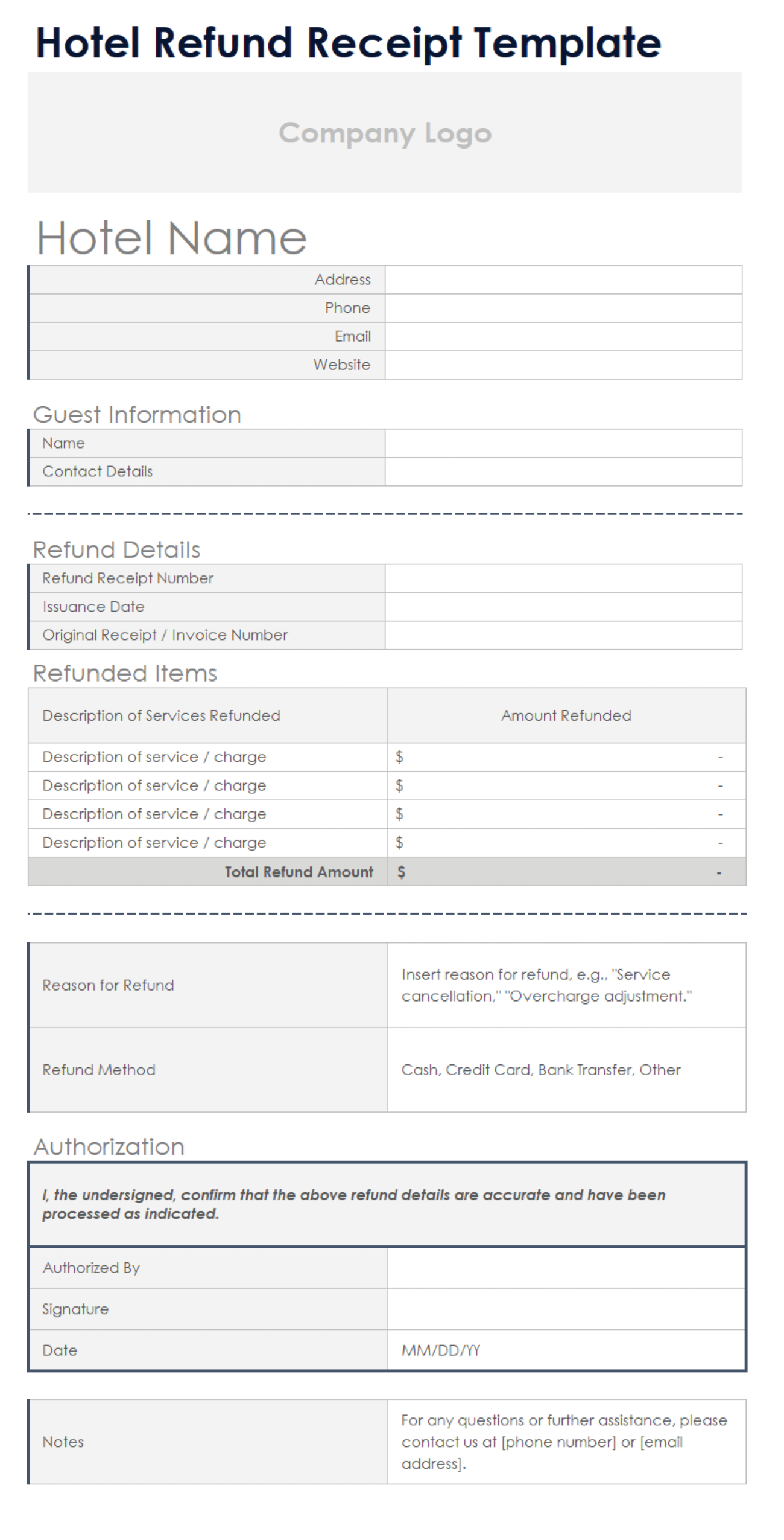 Free Hotel Receipt Templates: All Formats, All Types