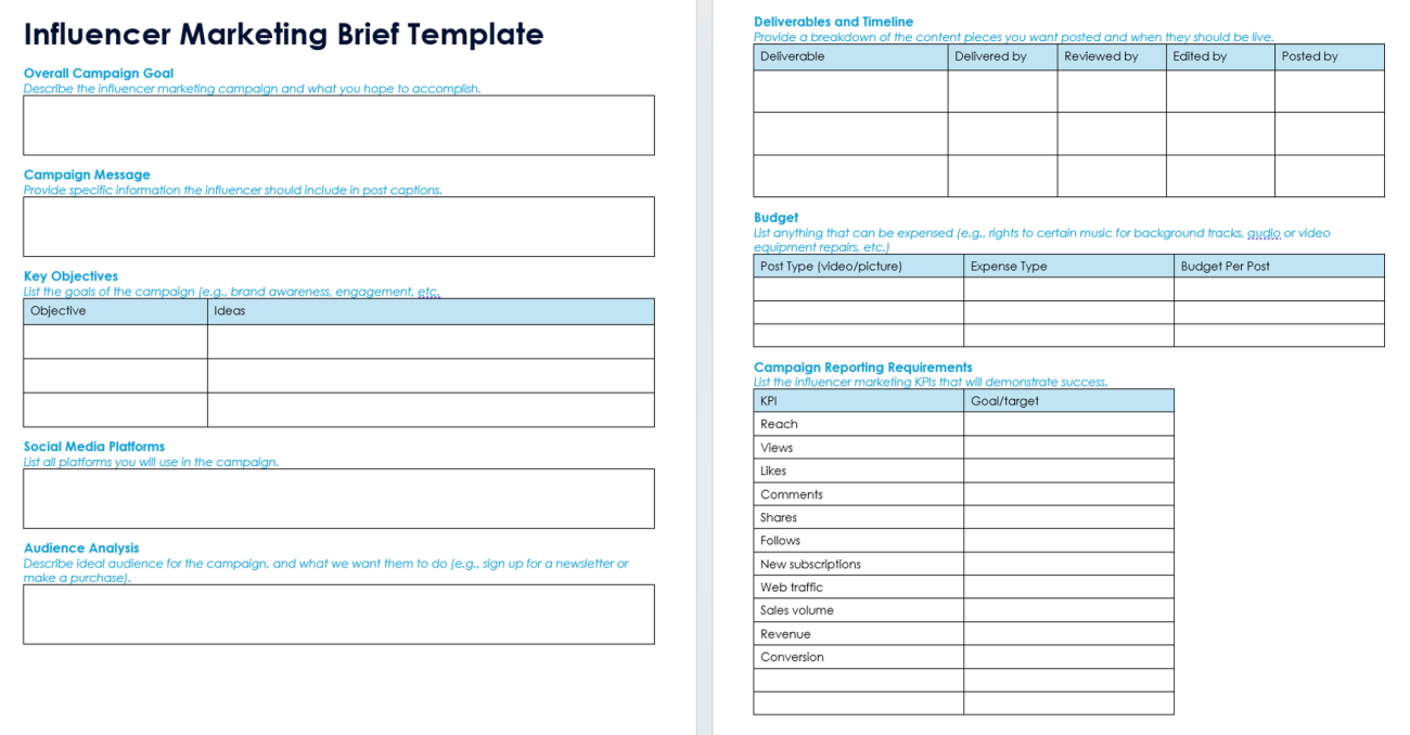 Free Influencer Marketing Templates