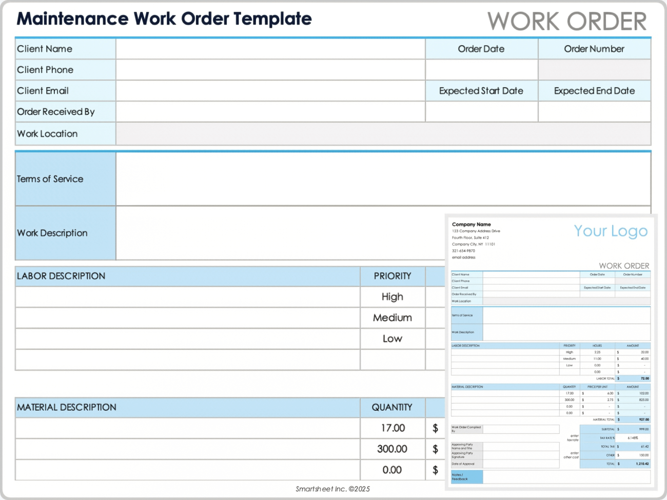 Free Work Order Forms & Templates: All Formats, Editable