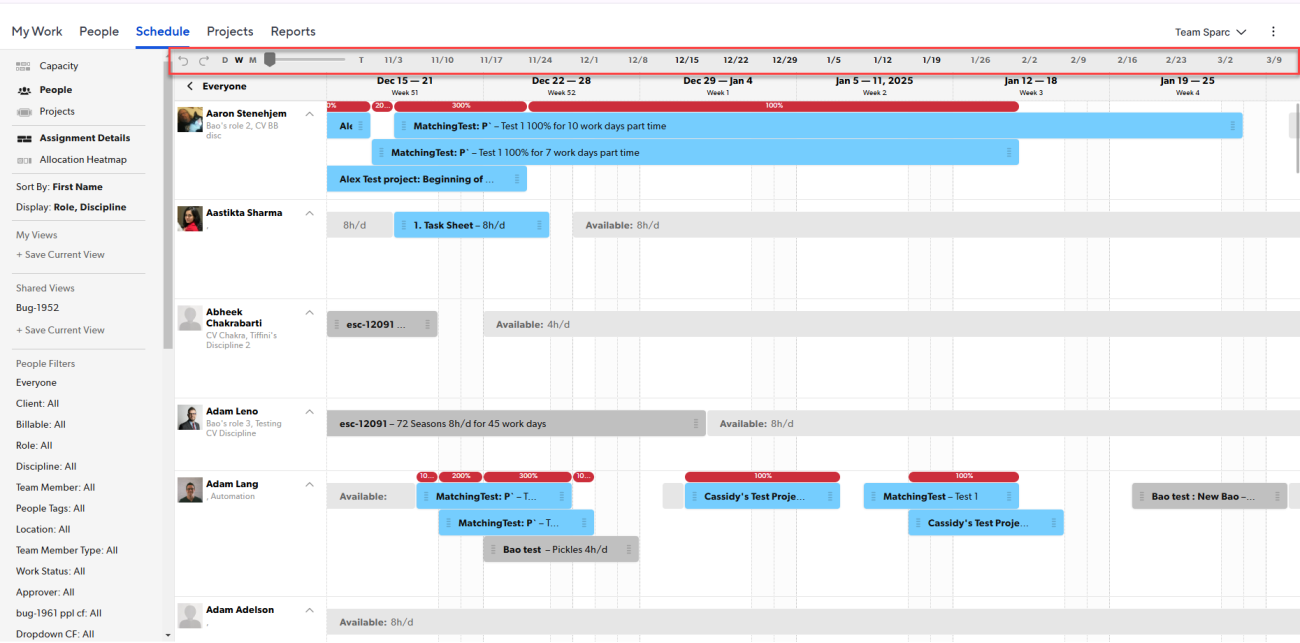 Minor UI updates to Resource Management Schedule View | Smartsheet