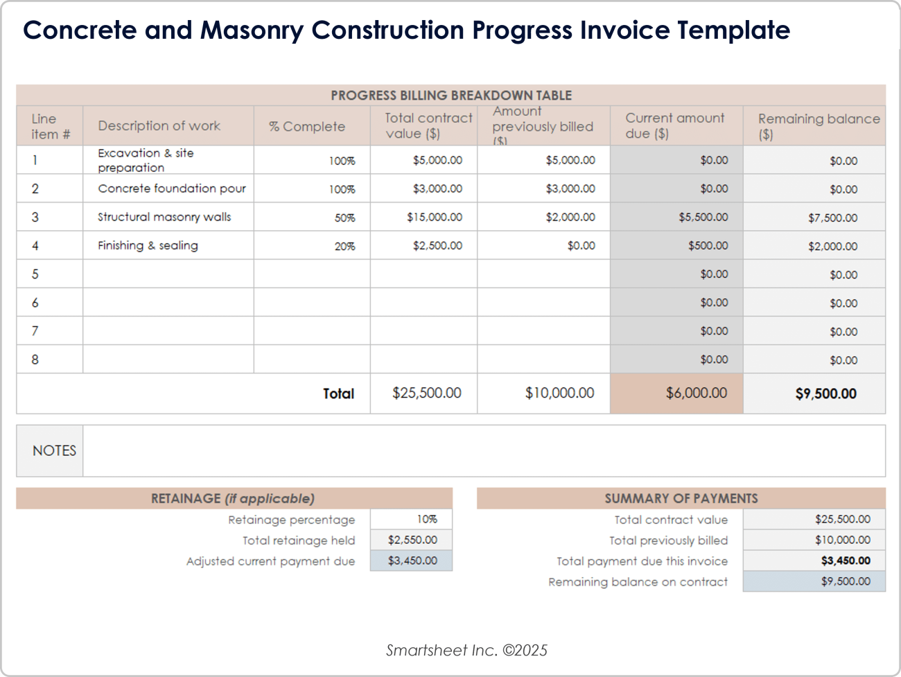 Free Construction Invoice Templates for Excel