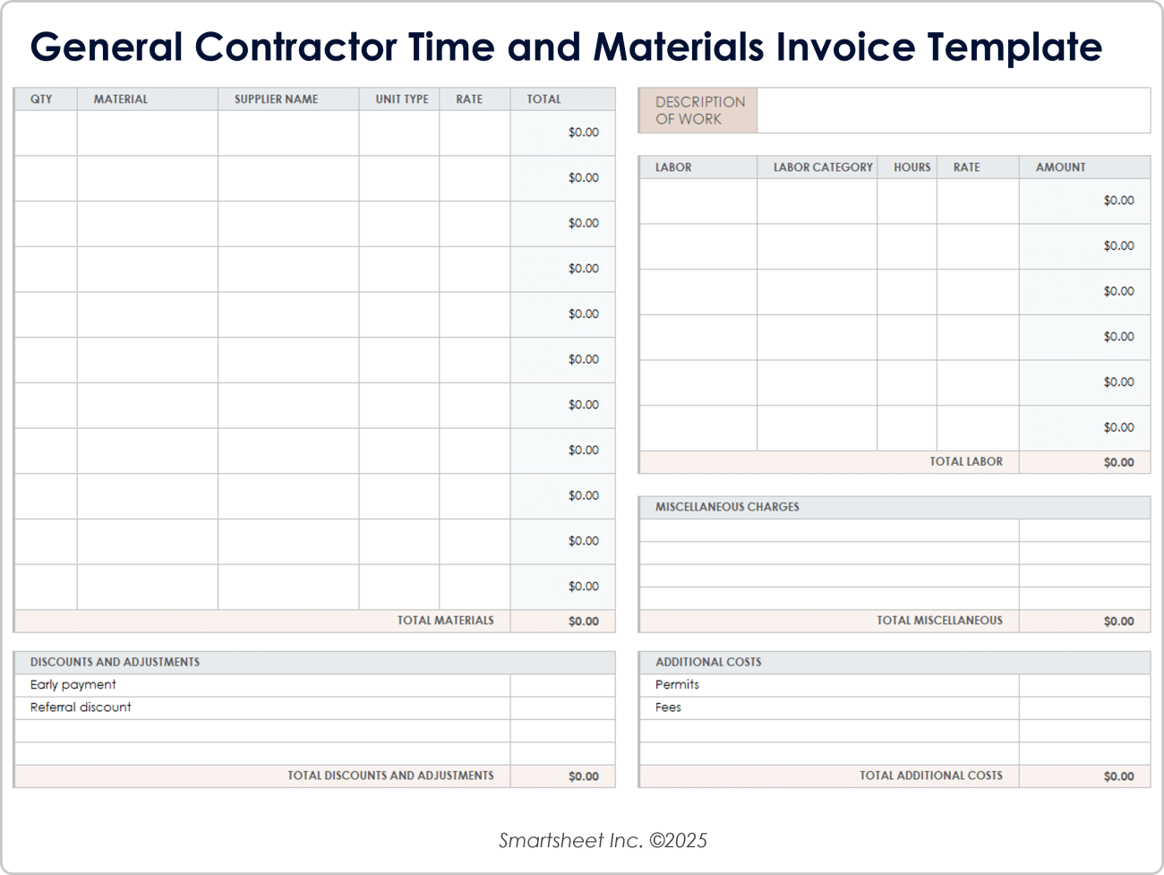 Free Construction Invoice Templates for Excel