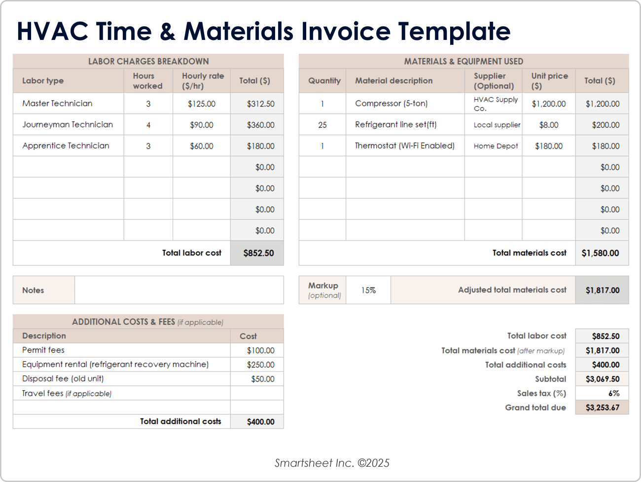 Free Construction Invoice Templates for Excel