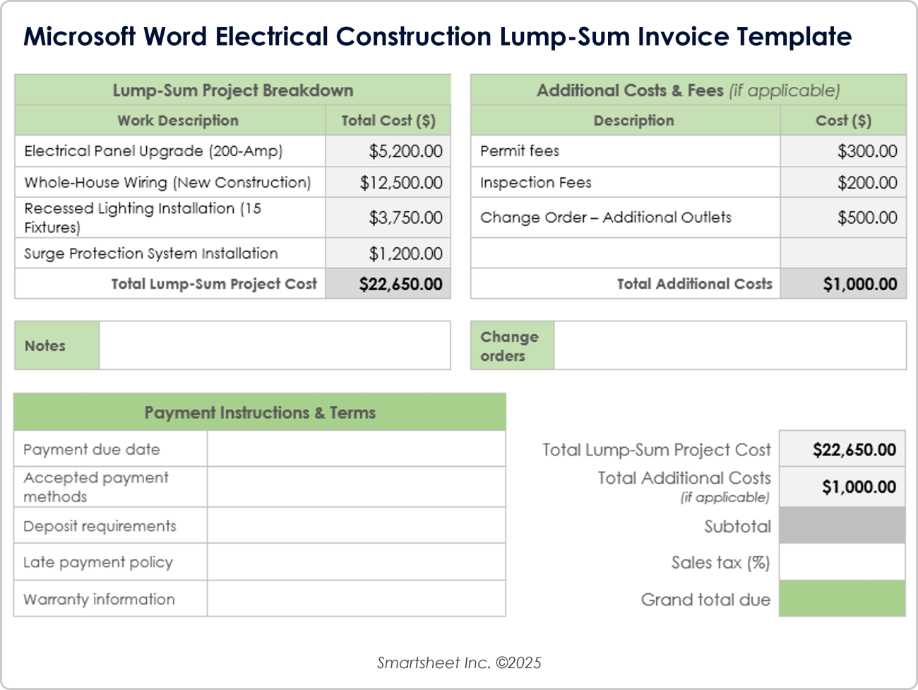 Free MS Word Construction Invoice Templates