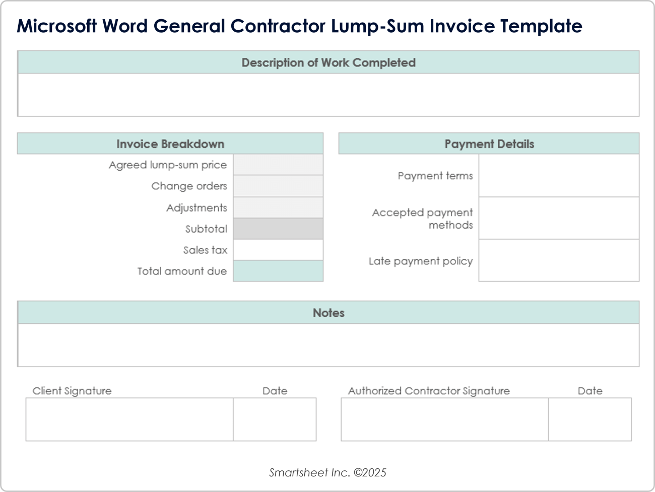Free MS Word Construction Invoice Templates