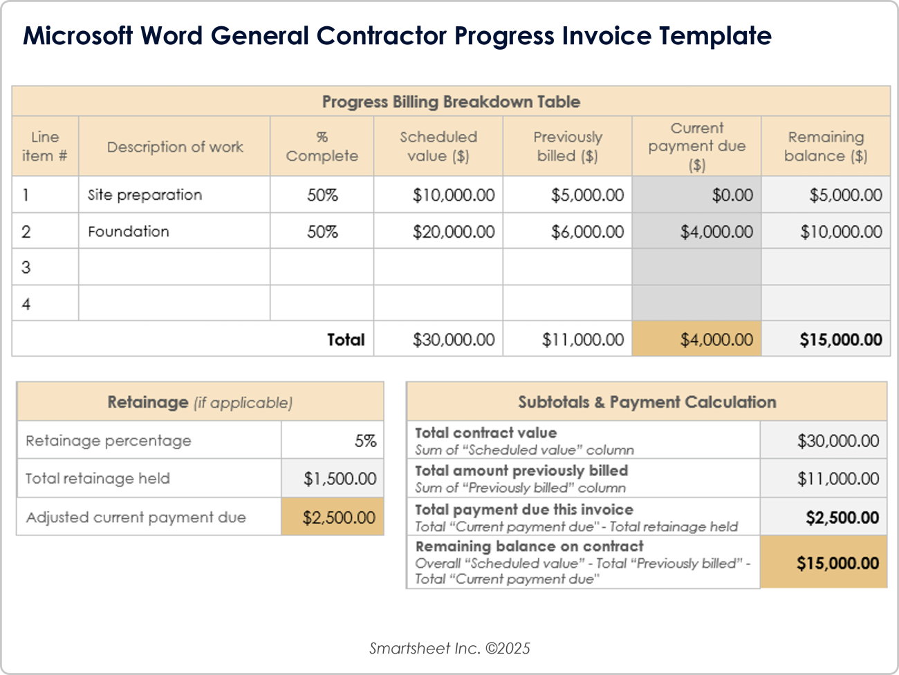 Free MS Word Construction Invoice Templates
