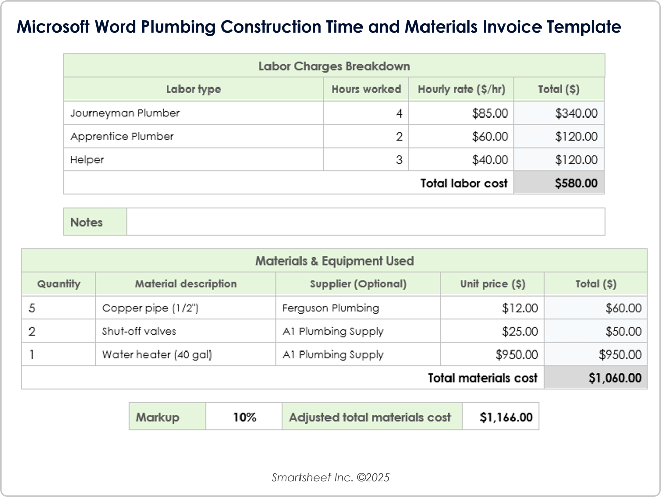 Free MS Word Construction Invoice Templates