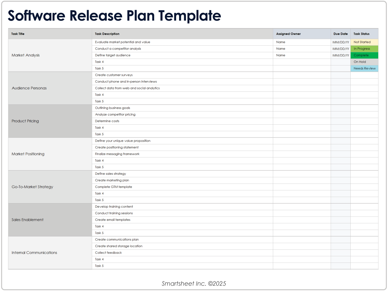 Free Product & Software Release Plan Templates