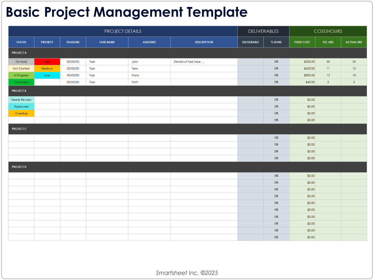 Free Google Sheets Project Management Templates