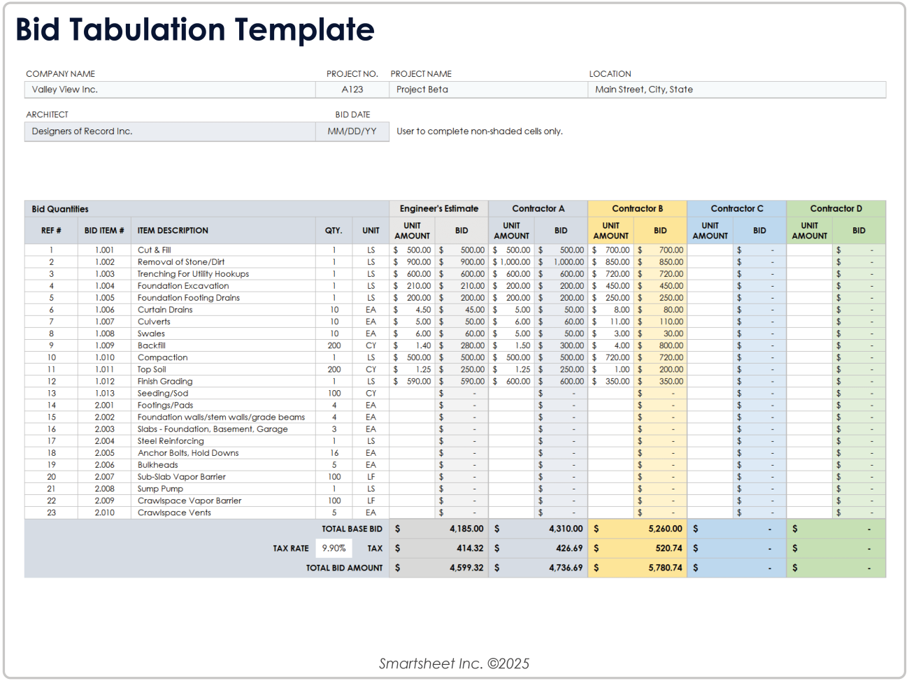 Free Excel Construction Project Management Templates