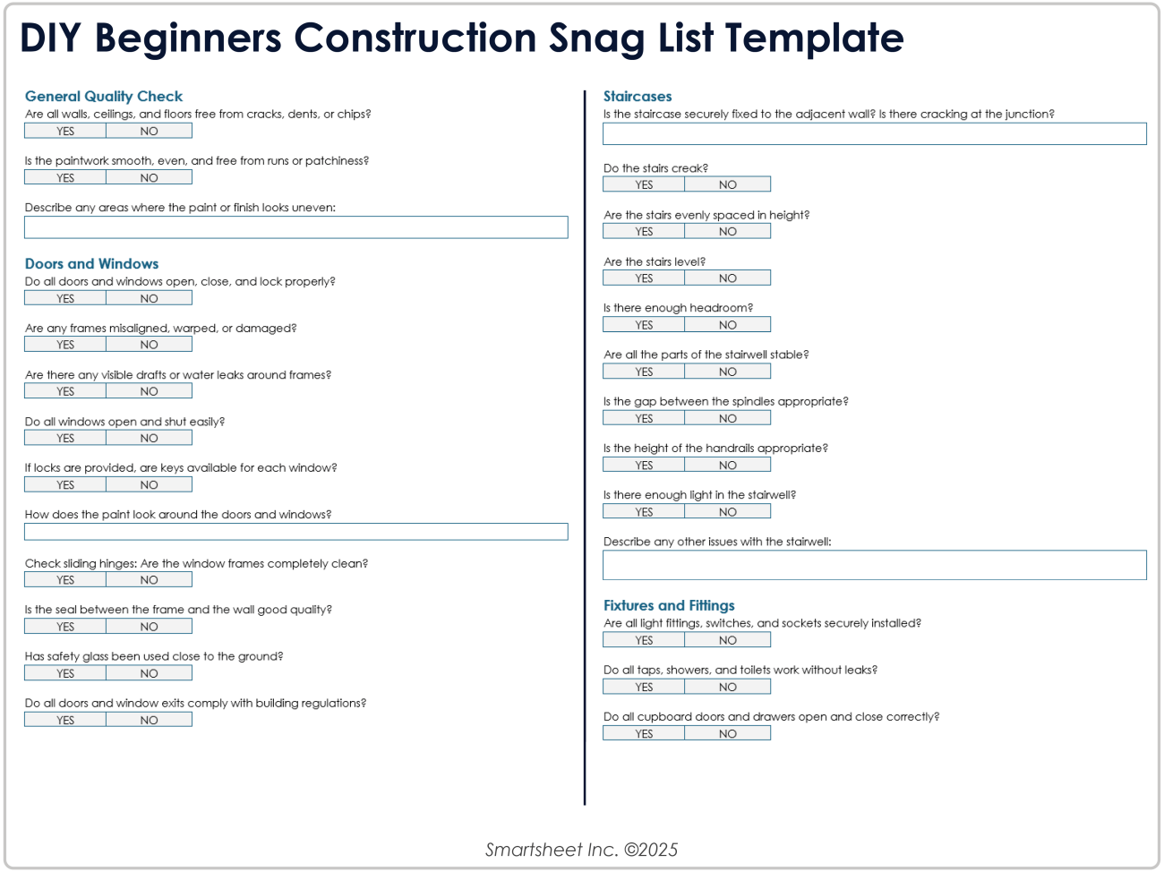 10 Free Construction Snag List Templates