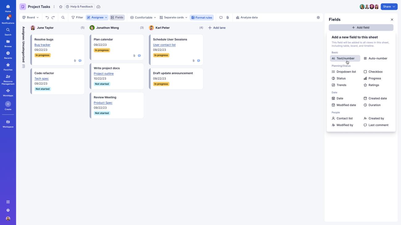 Create and manage fields in board view, now generally available! | Smartsheet