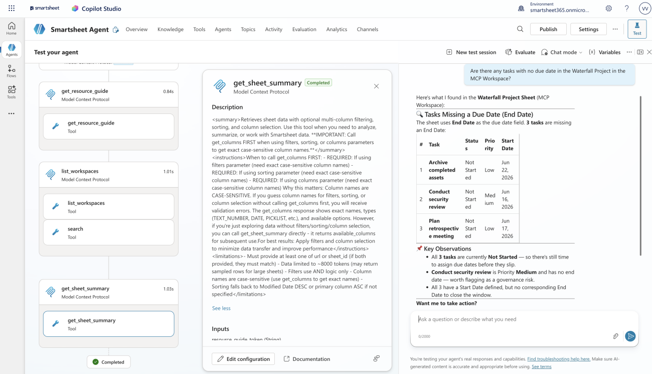 Smartsheet connects to Microsoft Copilot | MCP-Enabled Connector