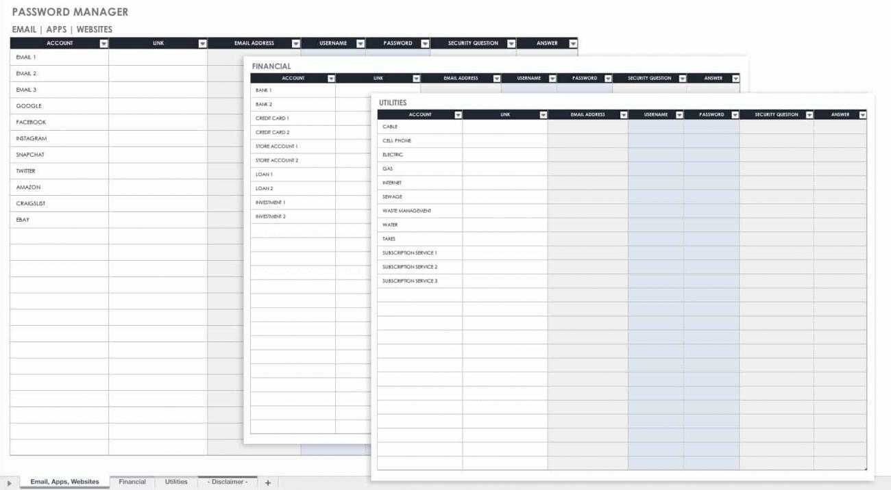 Free Password Templates and Spreadsheets | Smartsheet