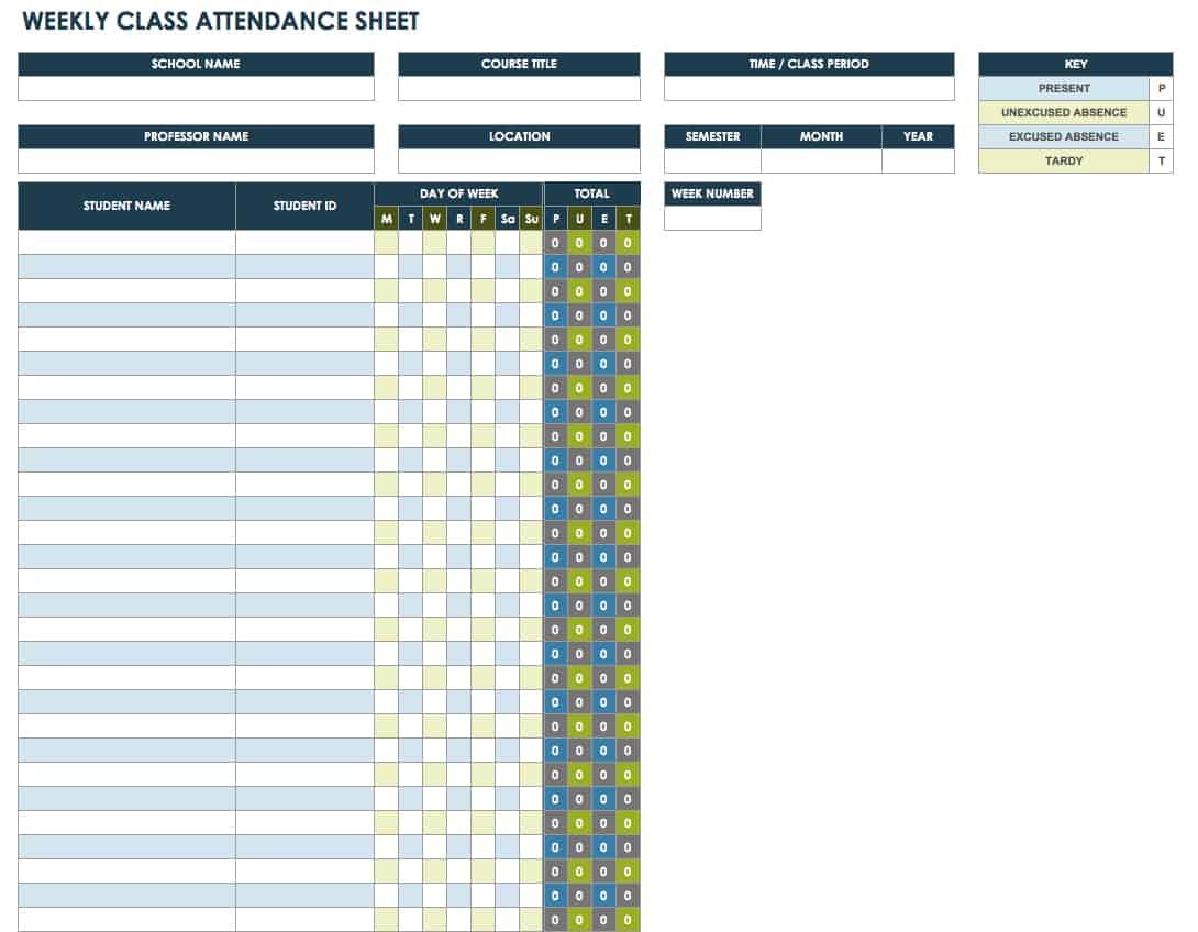 Free Attendance Spreadsheet Templates