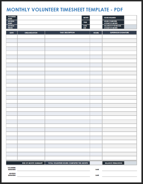 Free PDF Timesheet and Time Card Templates | Smartsheet