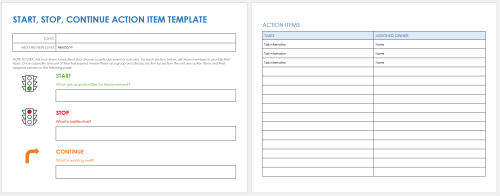 Free Start, Stop, Continue Templates | Smartsheet